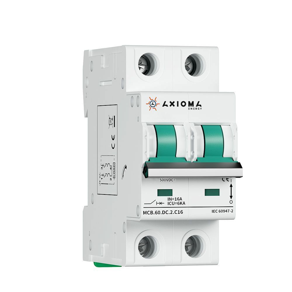 Модульный автоматический выключатель AXIOMA energy mcb.60.DC.2.C16 2р ...