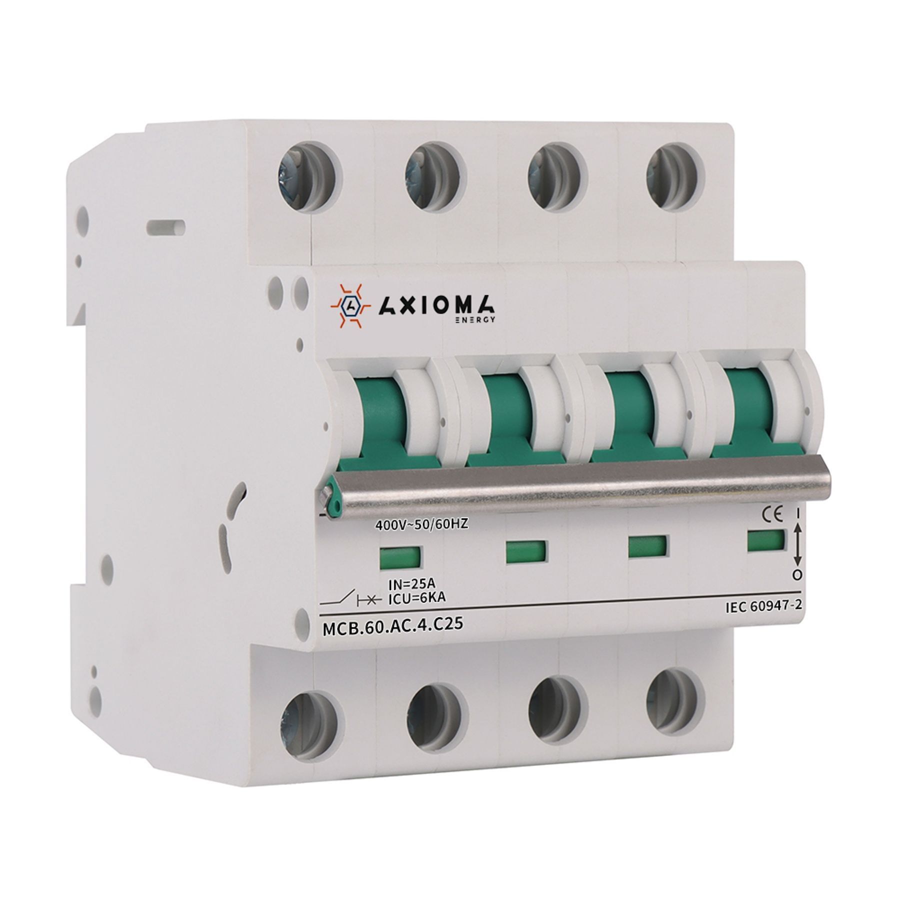 Модульний автоматичний вимикач AXIOMA energy mcb.60.AC.4.C25 4р 25А C ...